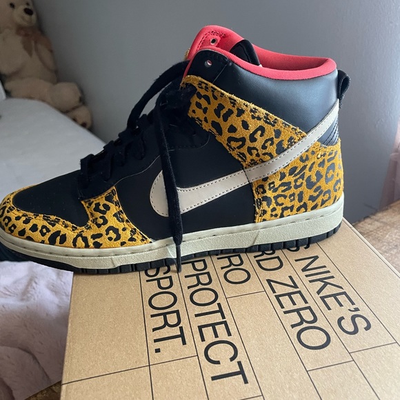 Nike | Shoes | Nike Dunk High Black Leopard Print | Poshmark